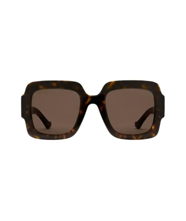 Gucci Square-frame Sunglasses With Double G - Brown