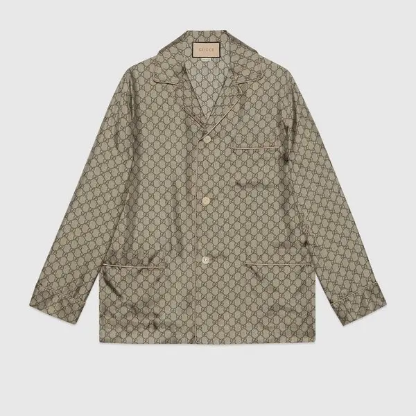 Gucci Gg Printed Silk Shirt - Beige