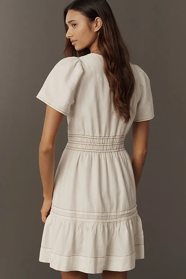 THE SOMERSET COLLECTION BY ANTHROPOLOGIE Somerset Denim Mini Dress - Ivory