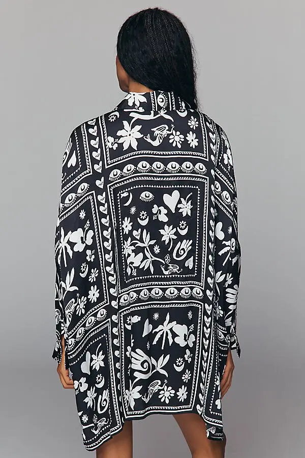 COREY LYNN CALTER Long-sleeve Printed Shirtdress - Black Pattern