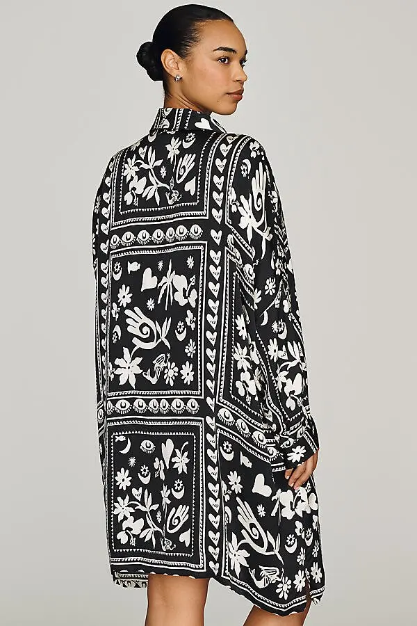 COREY LYNN CALTER Long-sleeve Printed Shirtdress - Black Pattern
