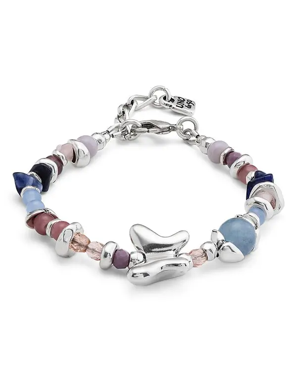 UNODE50 Sterling -plated Beaded Bracelet With Multicolor Handmade Crystals - Silver