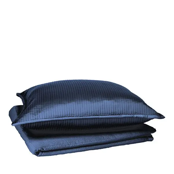 ANN GISH Linea Coverlet Set, Queen - Navy