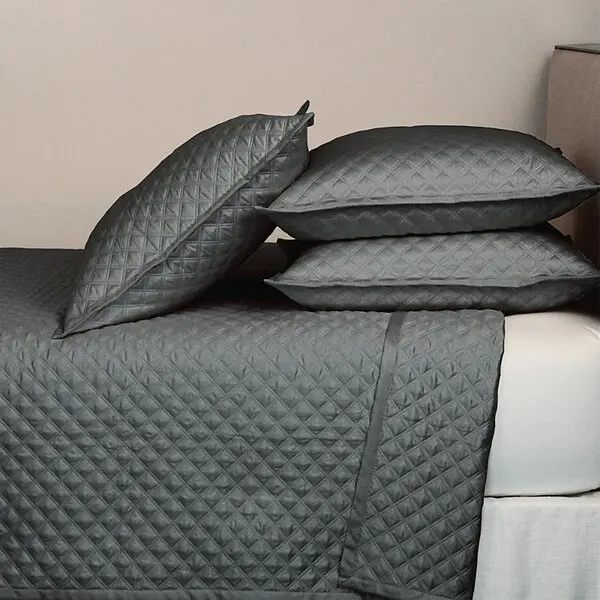 ANN GISH Double Diamond Coverlet Set, King - Charcoal