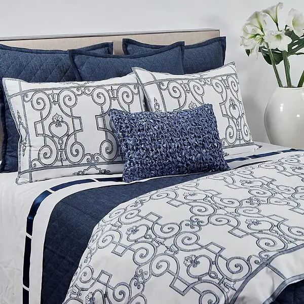 ANN GISH Faux Linen Coverlet Set, Queen - Indigo