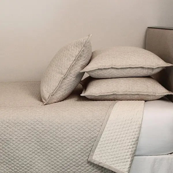ANN GISH Faux Flax Coverlet Set, King - Pumice