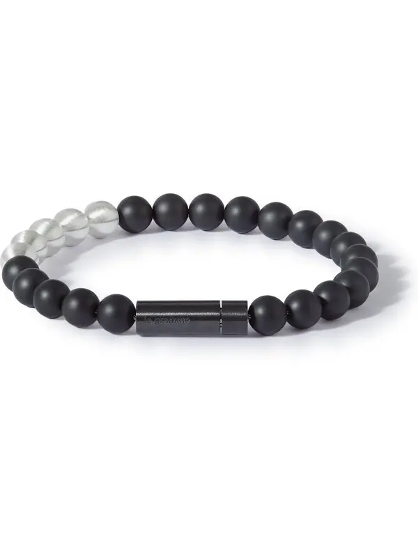 Le Gramme Le 31g Brushed-ceramic And Sterling Silver Beaded Bracelet - Black