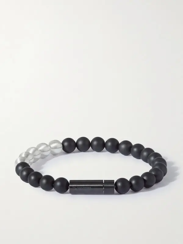 Le Gramme Le 31g Brushed-ceramic And Sterling Silver Beaded Bracelet - Black