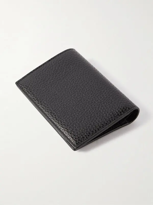 Saint Laurent Tiny Cassandre Logo-appliquéd Full-grain Leather Bifold Wallet - Black
