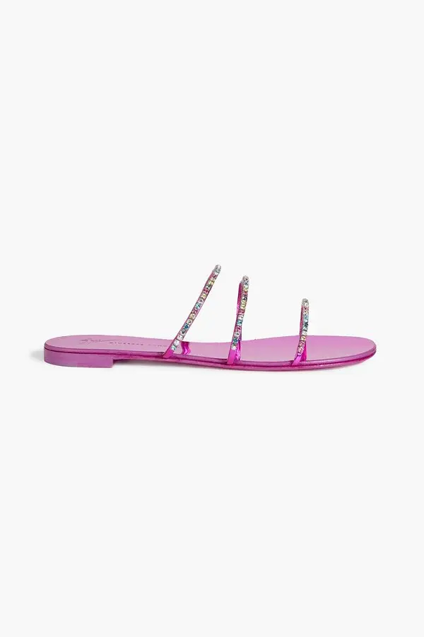 GIUSEPPE ZANOTTI Crystal-embellished Mirrored Sandals - Purple