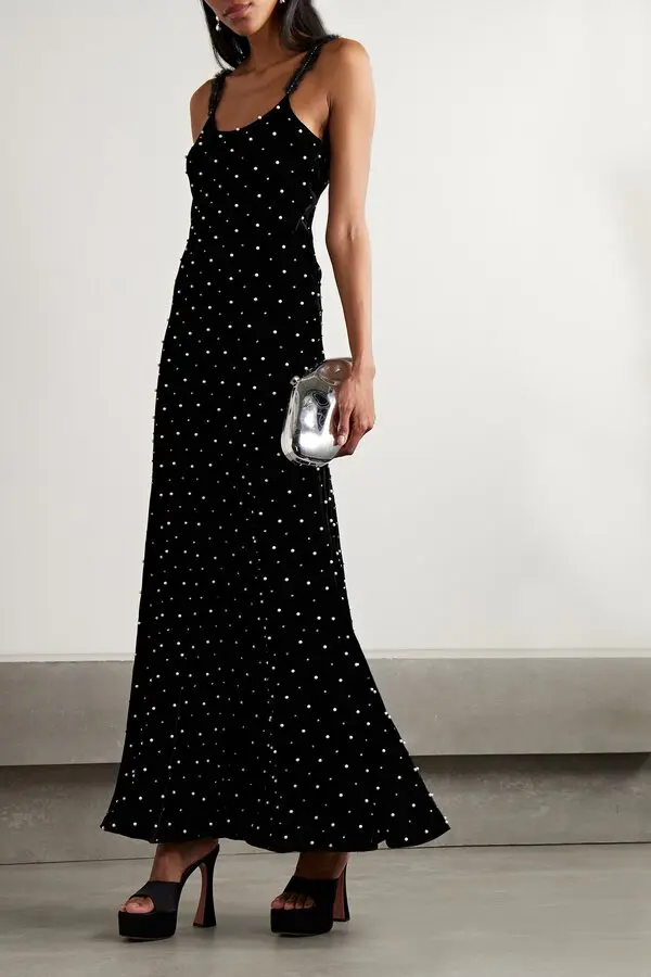 Loveshackfancy Aspen Lace-Trimmed Embellished Velvet Maxi Dress In Black -  50% Off | Editorialist