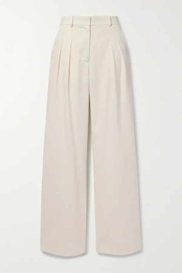 LoveShackFancy Adams Pleated Wide-leg Pants