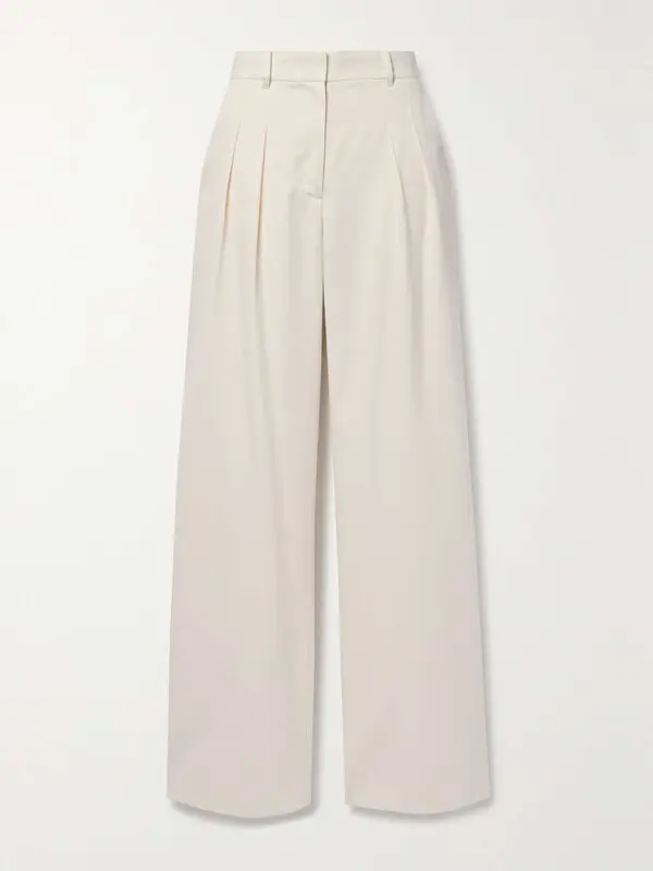 LoveShackFancy Adams Pleated Wide-leg Pants