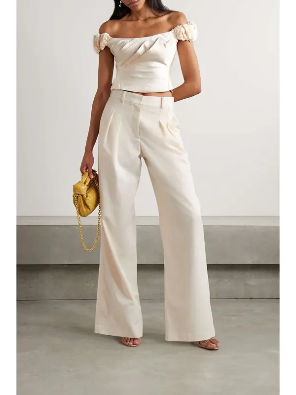 LoveShackFancy Adams Pleated Wide-leg Pants
