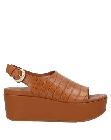 Fitflop Leather Crocodile-print Wedge Sandals