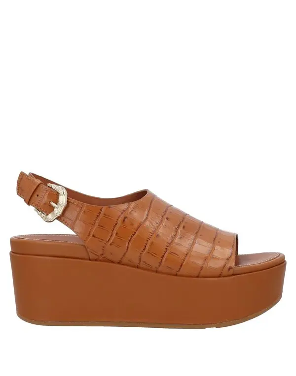 Fitflop Leather Crocodile-print Wedge Sandals