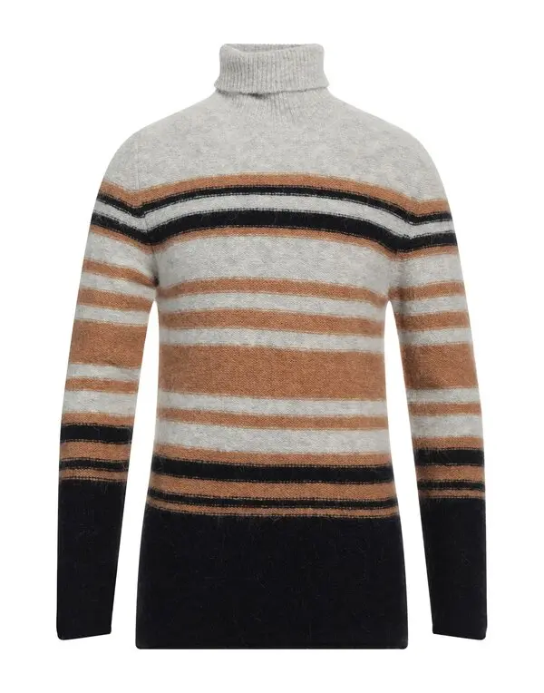 IRISH CRONE Striped Turtleneck Sweater In Wool Blend