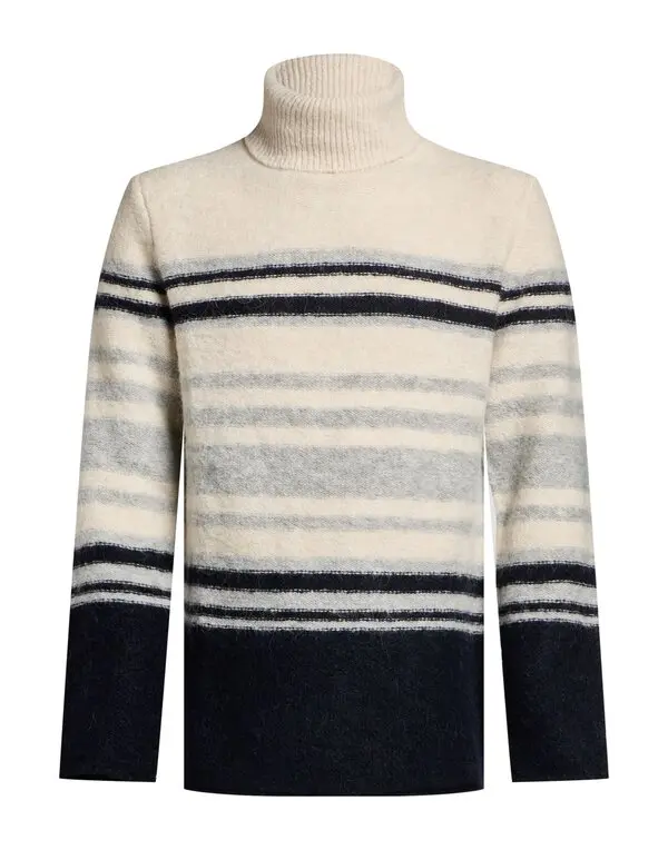 IRISH CRONE Striped Turtleneck Sweater In Acrylic, Alpaca Wool, Polyamide, And Wool