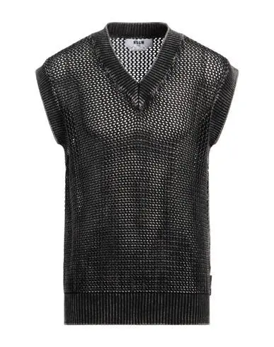 MSGM Two-tone V-neck Knit Sweater - Black