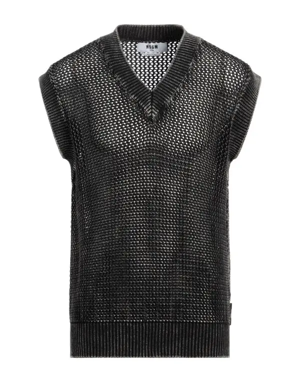 MSGM Two-tone V-neck Knit Sweater - Black