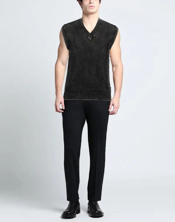 MSGM Two-tone V-neck Knit Sweater - Black