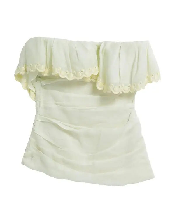 Isabel Marant Étoile Ruched Ramie Top With Embroidery - Yellow