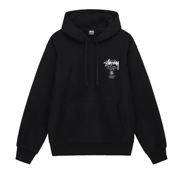 StÜssy World Tour Printed Hoodie - Black