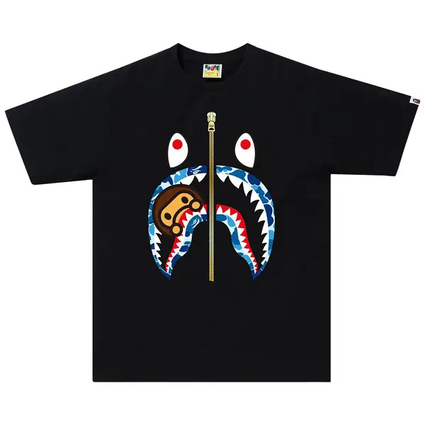A BATHING APE Abc Camo Milo Shark Tee - Black