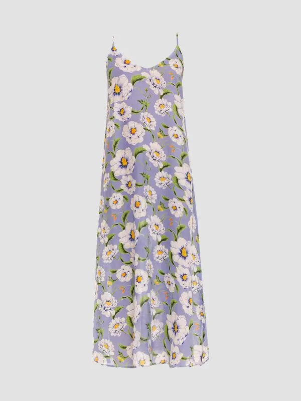 THE LAZY POET Frida Linen Floral Maxi Dress - Blue