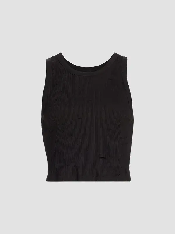 R13 Distressed Crop Tank - Black