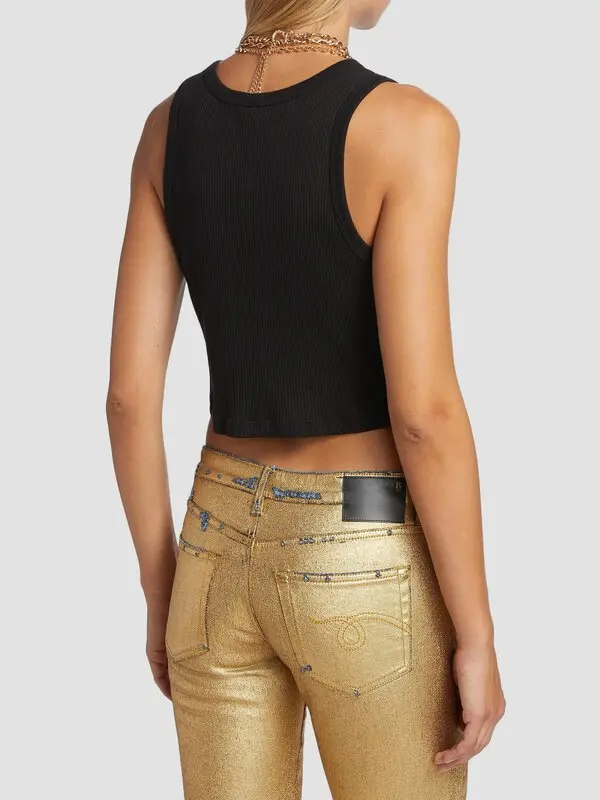 R13 Distressed Crop Tank - Black