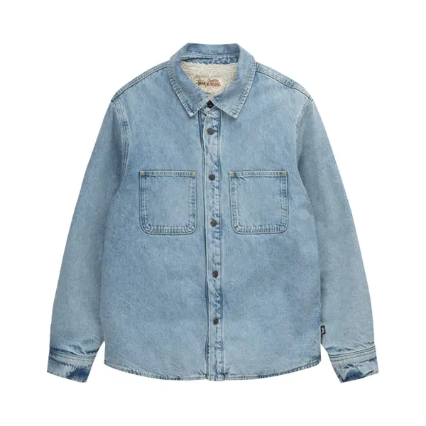 StÜssy Sherpa Lined Denim Shirt 'stone Washed - Blue