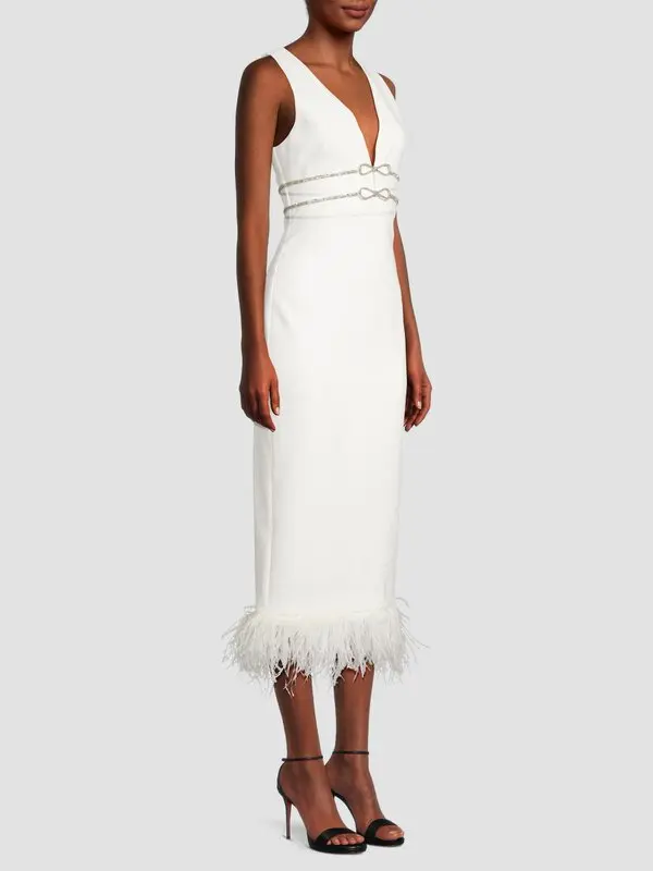Likely Corianne Crystal Bow & Feather Midi-dress