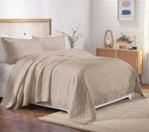 SUPERIOR Serenity Cotton Matelasse Weave Bedspr Ead Set- Queen - One-color