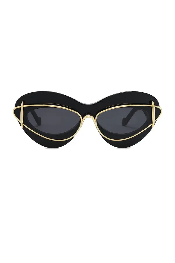 Loewe Double Frame Sunglasses - Shiny Black & Smoke