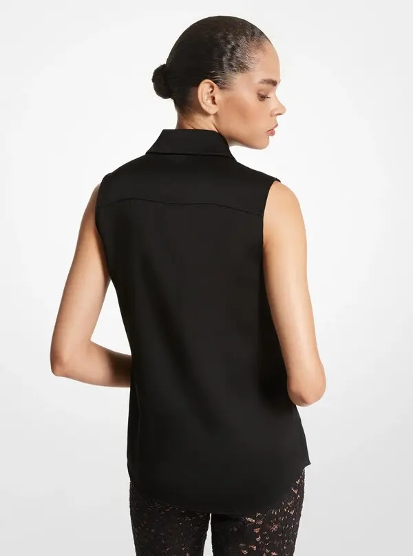 Michael Kors Hansen Charmeuse Sleeveless Shirt - Black