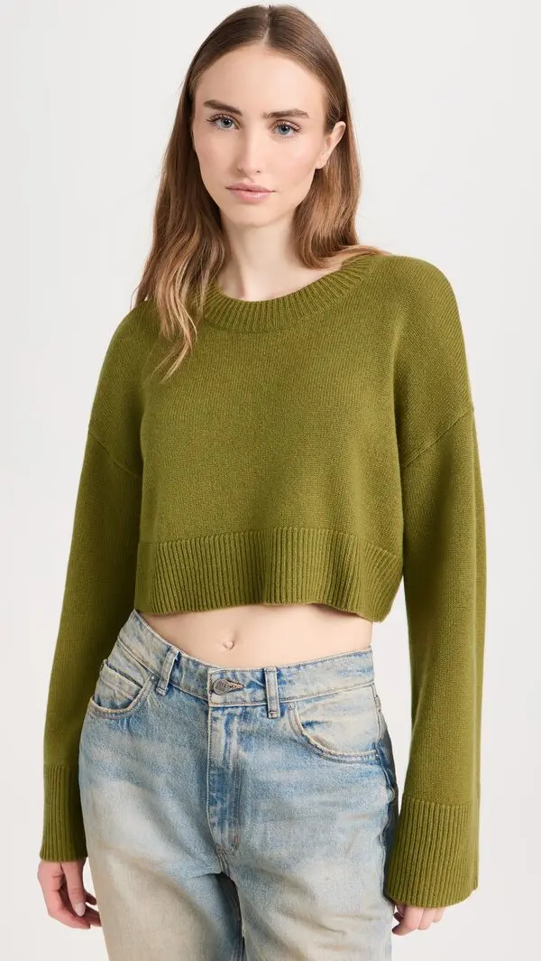 REFORMATION Paloma Cropped Cashmere Crew