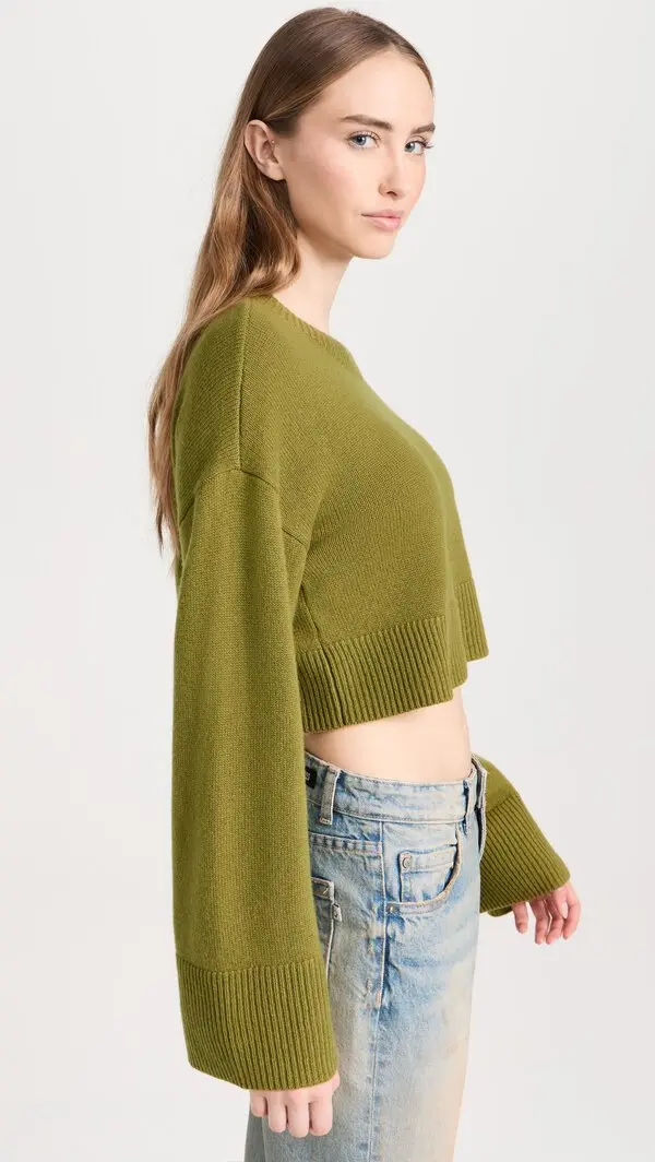 REFORMATION Paloma Cropped Cashmere Crew