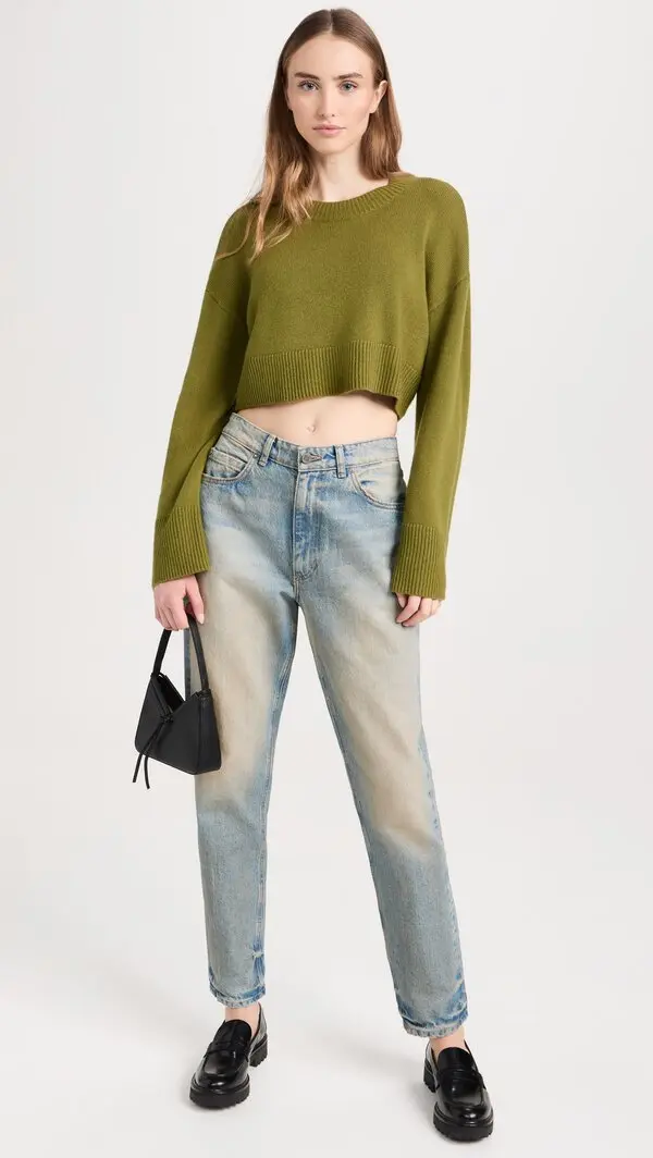 REFORMATION Paloma Cropped Cashmere Crew