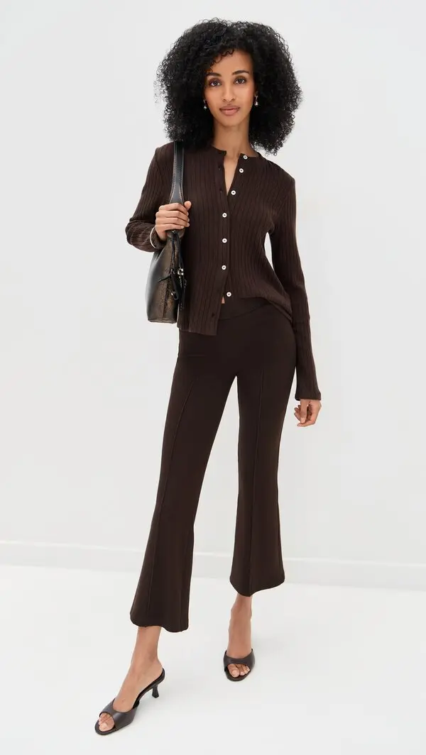 Donni. Rib Kick Flare Trousers - Espresso