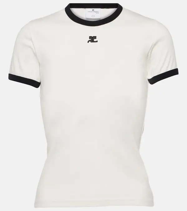 COURREGES Courrèges Logo Cotton Jersey T-shirt - White