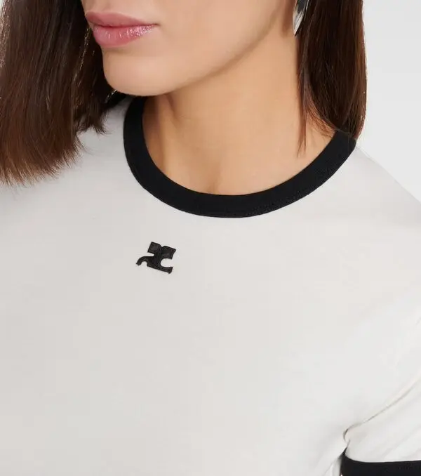 COURREGES Courrèges Logo Cotton Jersey T-shirt - White