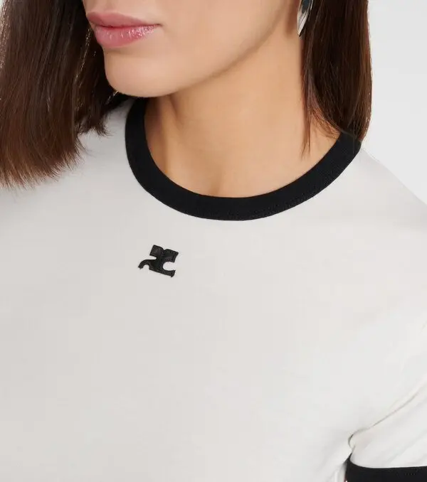 COURREGES Logo Cotton Jersey T-shirt - White