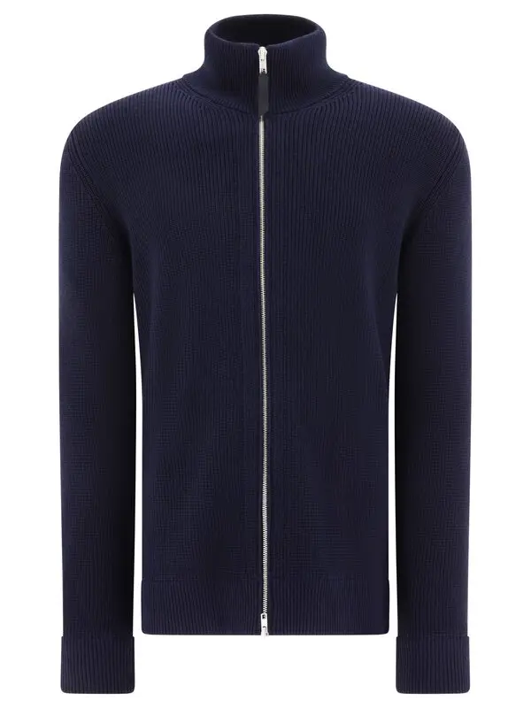 MAISON MARGIELA Knit Zip-up Cardigan With Leather Pull