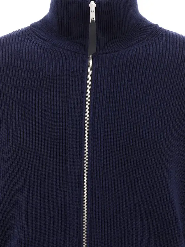 MAISON MARGIELA Knit Zip-up Cardigan With Leather Pull