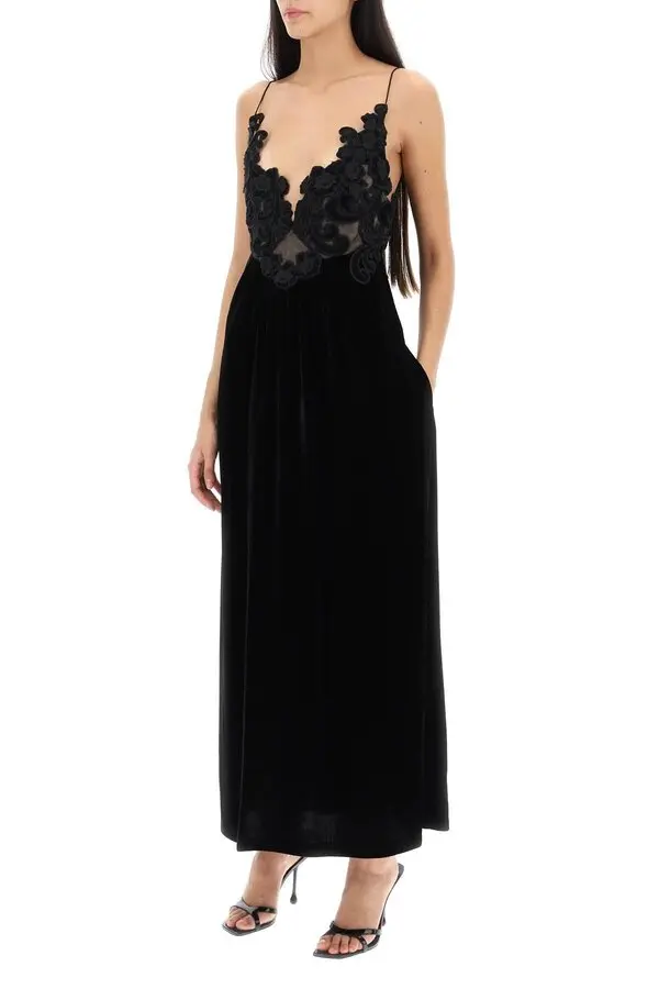 Zimmermann Sensory Velvet Dress With Guipure Lace - Black | Editorialist