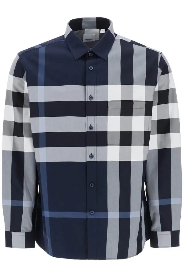Burberry Check Shirt - White,blue