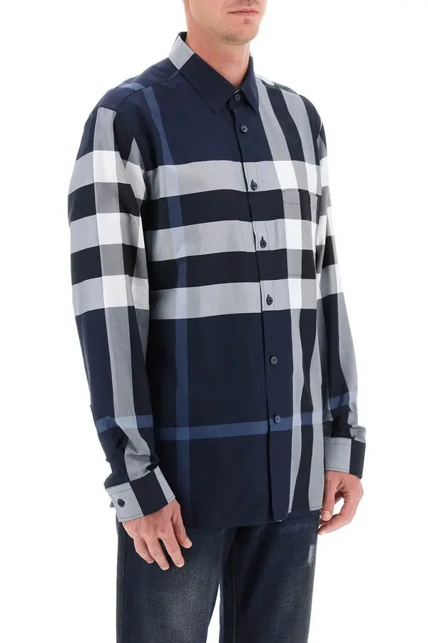 Burberry Check Shirt - White,blue