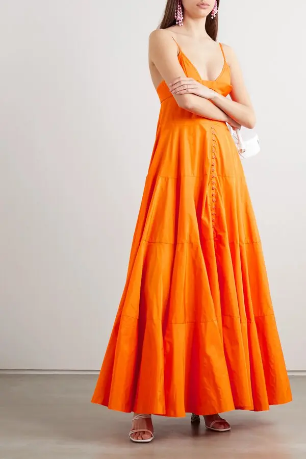 orange jacquemus dress Jacquemus La Robe Manosque Tiered Maxi Dress Orange Size AU 8