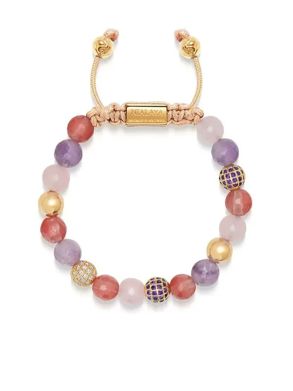 NIALAYA JEWELRY Amethyst Quartz Beaded Bracelet - Pink
